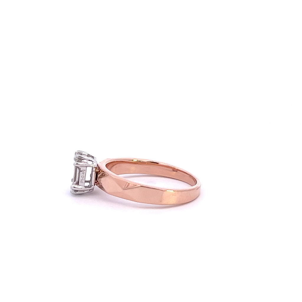 14K Rose Gold Solitaire Ring with Emerald Cut Diamond – Elise Jewelry