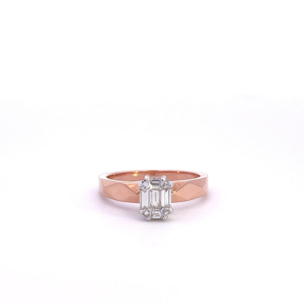 14K Rose Gold Solitaire Ring with Emerald Cut Diamond – Elise Jewelry